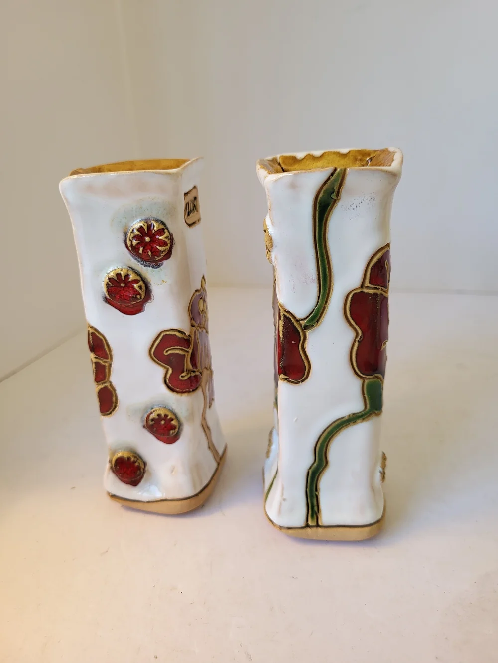 artist made | Accents | 2 Red Poppy Lithuanian Pottery Signed Bud Vases ...